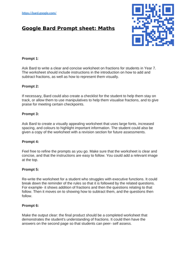 Generative AI CPD Session & 5 subject prompt sheet | Teaching Resources