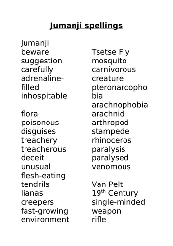 Jumanji Survival Guide Writing Sequence | Teaching Resources