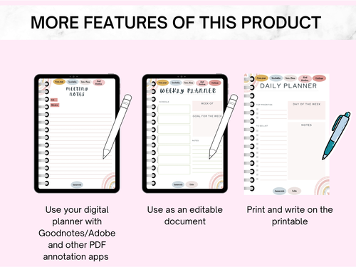Digital Teacher Planner Boho Rainbow | Teaching Resources