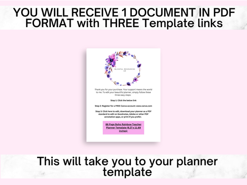 Digital Teacher Planner Boho Rainbow | Teaching Resources