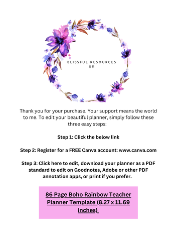 Digital Teacher Planner Boho Rainbow | Teaching Resources