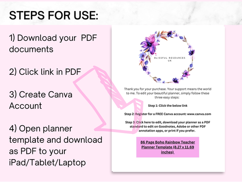 Digital Teacher Planner Boho Rainbow | Teaching Resources