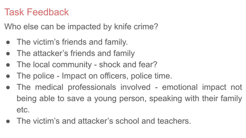 Knife Crime PSHE | Teaching Resources