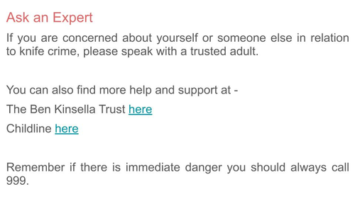 Knife Crime PSHE | Teaching Resources