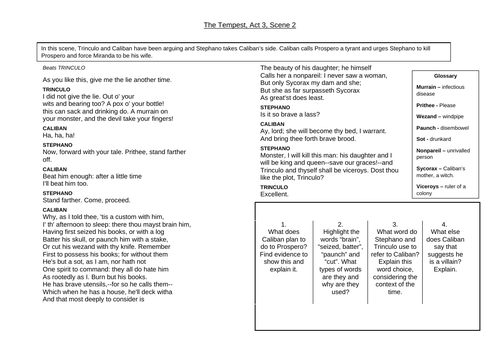 The Tempest Analysis Lesson | Teaching Resources