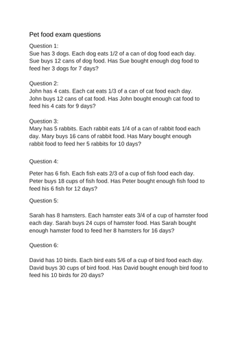 Pet food fractions - exam-style questions with answers and explanations ...