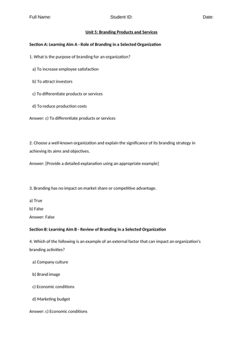 BTEC Level 3 Marketing Complete Resource Pack | Teaching Resources