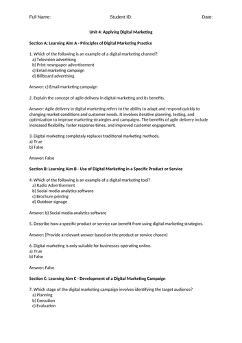 BTEC Level 3 Marketing Complete Resource Pack | Teaching Resources