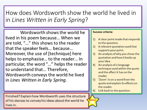 Lines Written in Early Spring | Teaching Resources