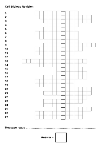 GCSE Acrostic Puzzle - Cell Biology | Teaching Resources