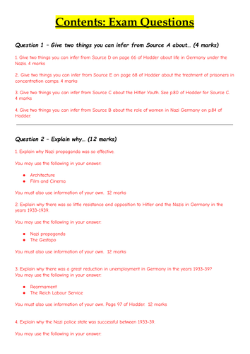 GCSE History Edexcel: Weimar and Nazi Germany Model Answers | Teaching ...