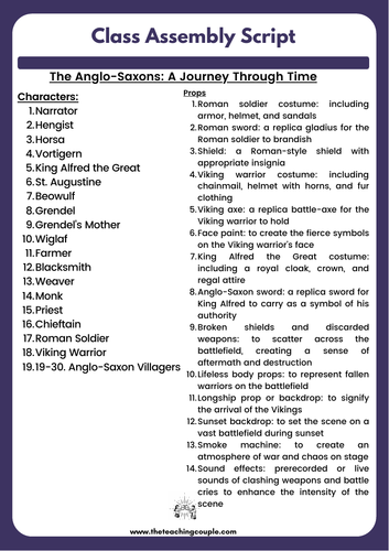 Anglo-Saxon - Class Assembly Script | Teaching Resources