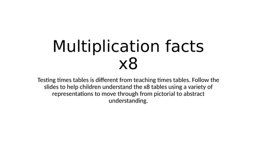 x8 Multiplication facts | Teaching Resources