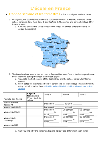 School in France/L'école en France | Teaching Resources