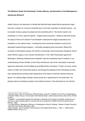 Hamlet & Richard II Essay (Cambridge University First Class) | Teaching ...