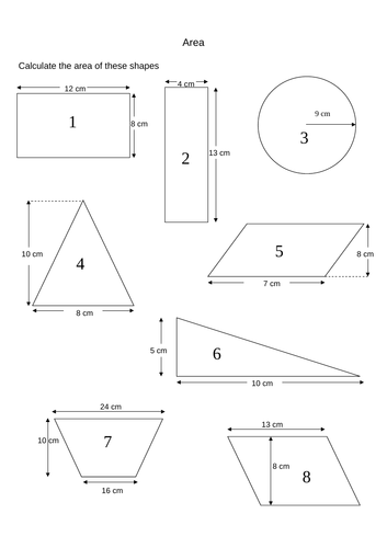 Perimeter, Area and Volume Set of 10 worksheets | Teaching Resources