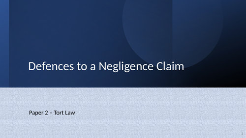 Tort of Negligence - Complete Topic (A Level Law) | Teaching Resources