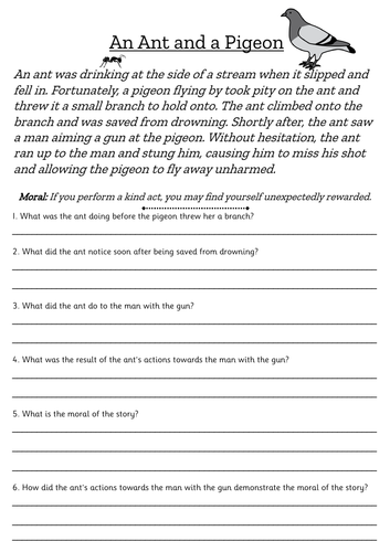 Fables Reading Comprehension A | Teaching Resources