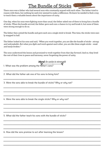 Fables Reading Comprehension A | Teaching Resources