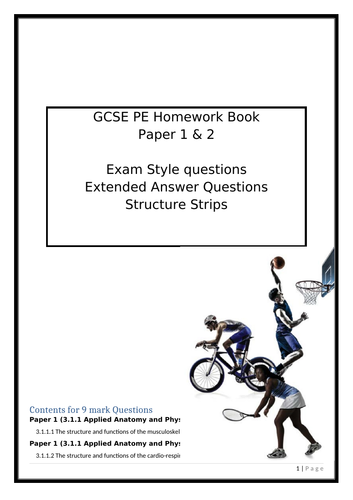 AQA GCSE PE Homework Booklet Higher 5-9 | Teaching Resources