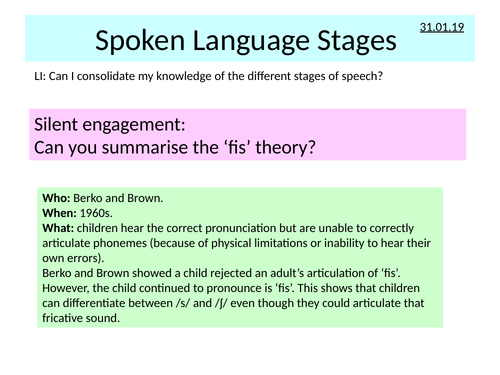 AQA Child Language Acquisition - Learning to Speak | Teaching Resources
