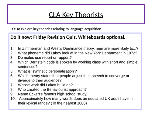 AQA Child Language Acquisition - Learning to Speak | Teaching Resources