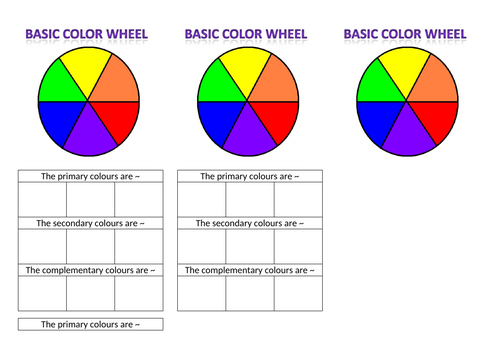 Basic colour wheel, colour & test | Teaching Resources