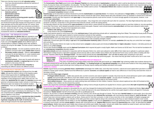 AQA A-Level Sociology Educational Policy and Inequality Revision Poster | Teaching Resources