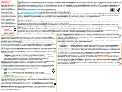 AQA A-Level Sociology Class Differences in Education - External Factors ...