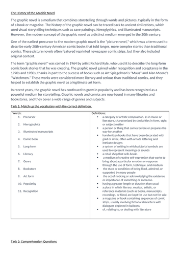What is a graphic novel? PPT and worksheet. New Kid | Teaching Resources