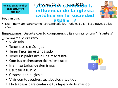 Unidad 1: Los cambios en la estructura familiar (bundle) | Teaching ...