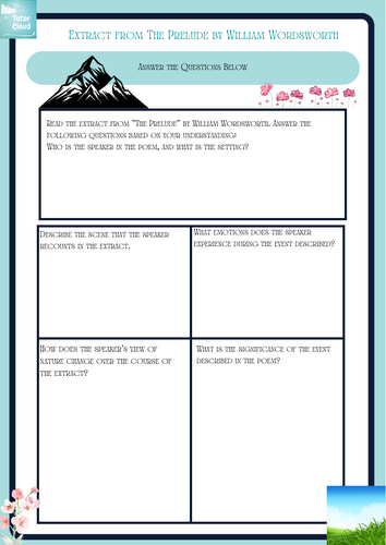 Extract from The Prelude by William Wordsworth | Teaching Resources