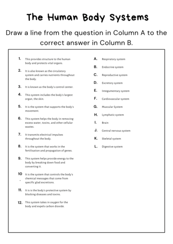 Cell differences and Body Systems | Teaching Resources