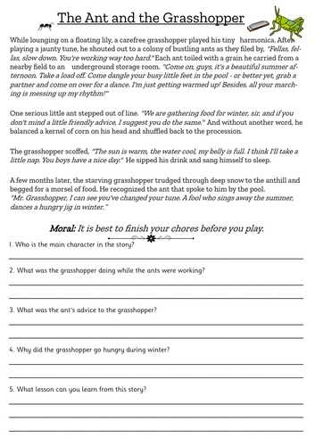 Fables Reading Comprehension B | Teaching Resources