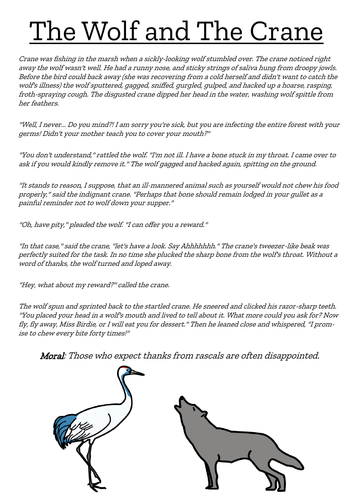 Fables Reading Comprehension B | Teaching Resources