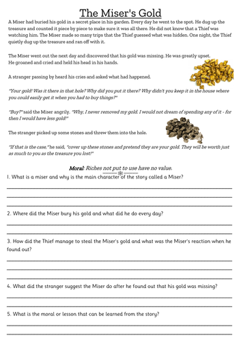 Fables Reading Comprehension B | Teaching Resources