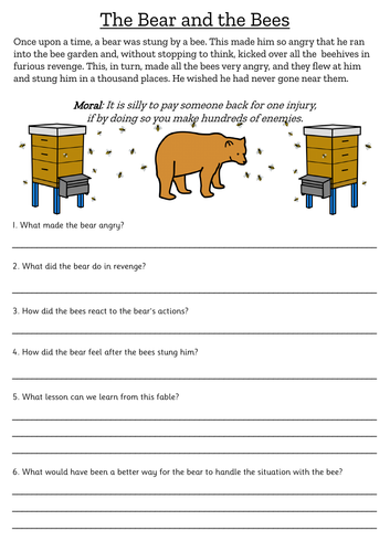 Fables Reading Comprehension B | Teaching Resources