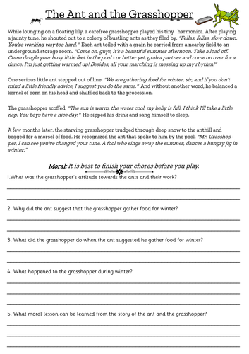 Fables Reading Comprehension B | Teaching Resources