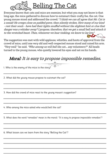 Fables Reading Comprehension B | Teaching Resources