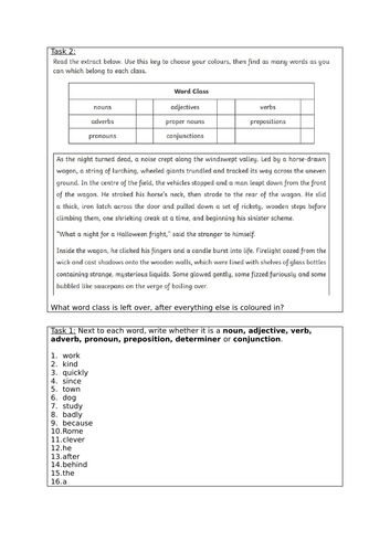 Year 5 Word Classes Lesson | Teaching Resources