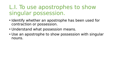 Year 5 - Using apostrophes to show singular possession | Teaching Resources