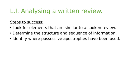 Year 5 - Writing and Spoken Reviews Unit | Teaching Resources