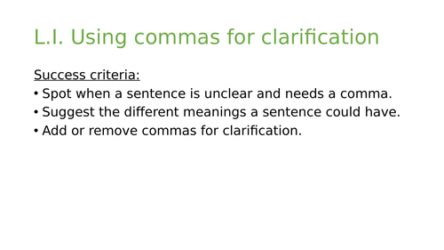 Year 5 - Using commas for clarification | Teaching Resources