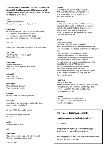 The Tempest KS3 SOL | Teaching Resources