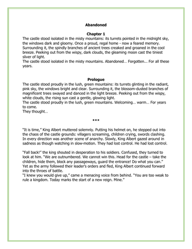 Story Starter - Abandoned | Teaching Resources