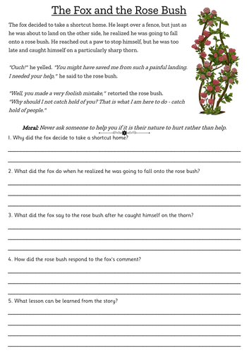 Fables Reading Comprehension C | Teaching Resources