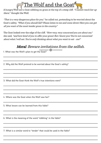 Fables Reading Comprehension C | Teaching Resources