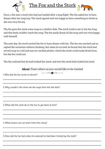 Fables Reading Comprehension C | Teaching Resources