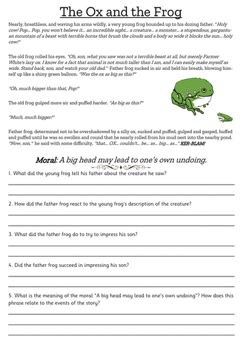 Fables Reading Comprehension C | Teaching Resources