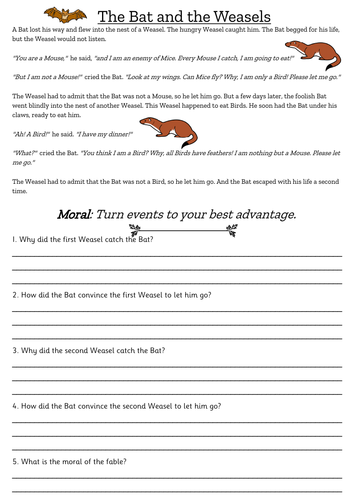 Fables Reading Comprehension C | Teaching Resources